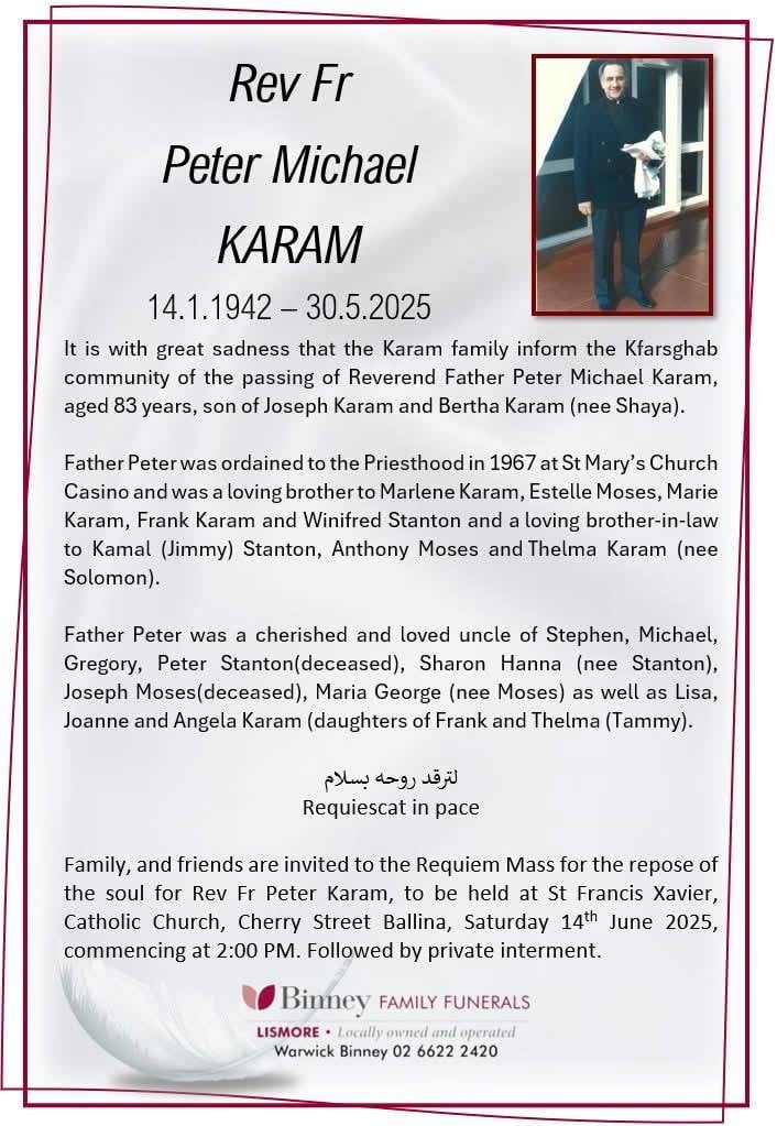 Vale Father Peter Karam - RadioInfo Australia