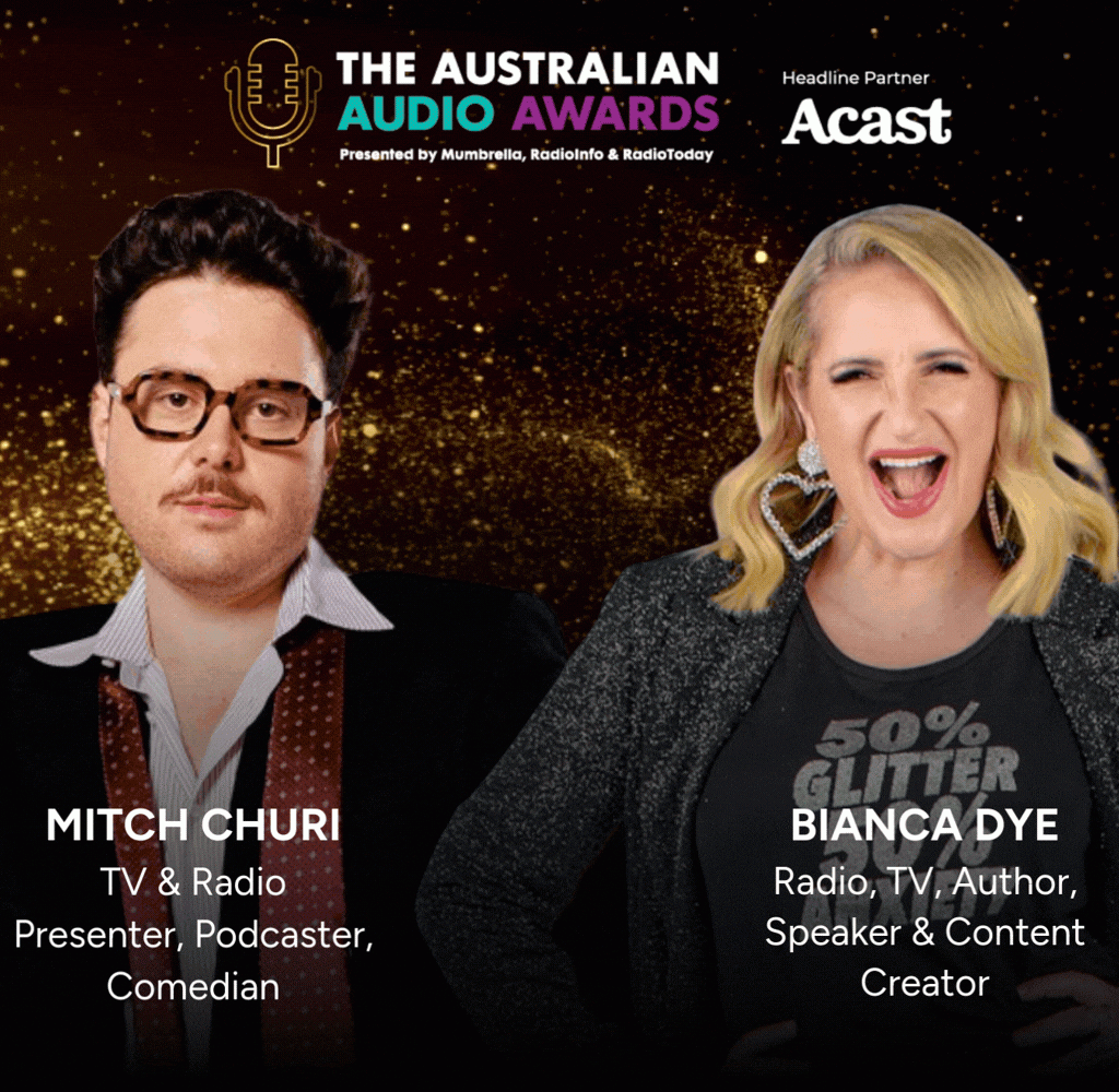 Australian Audio Awards event hosts: Bianca Dye and Mitch Churi ...