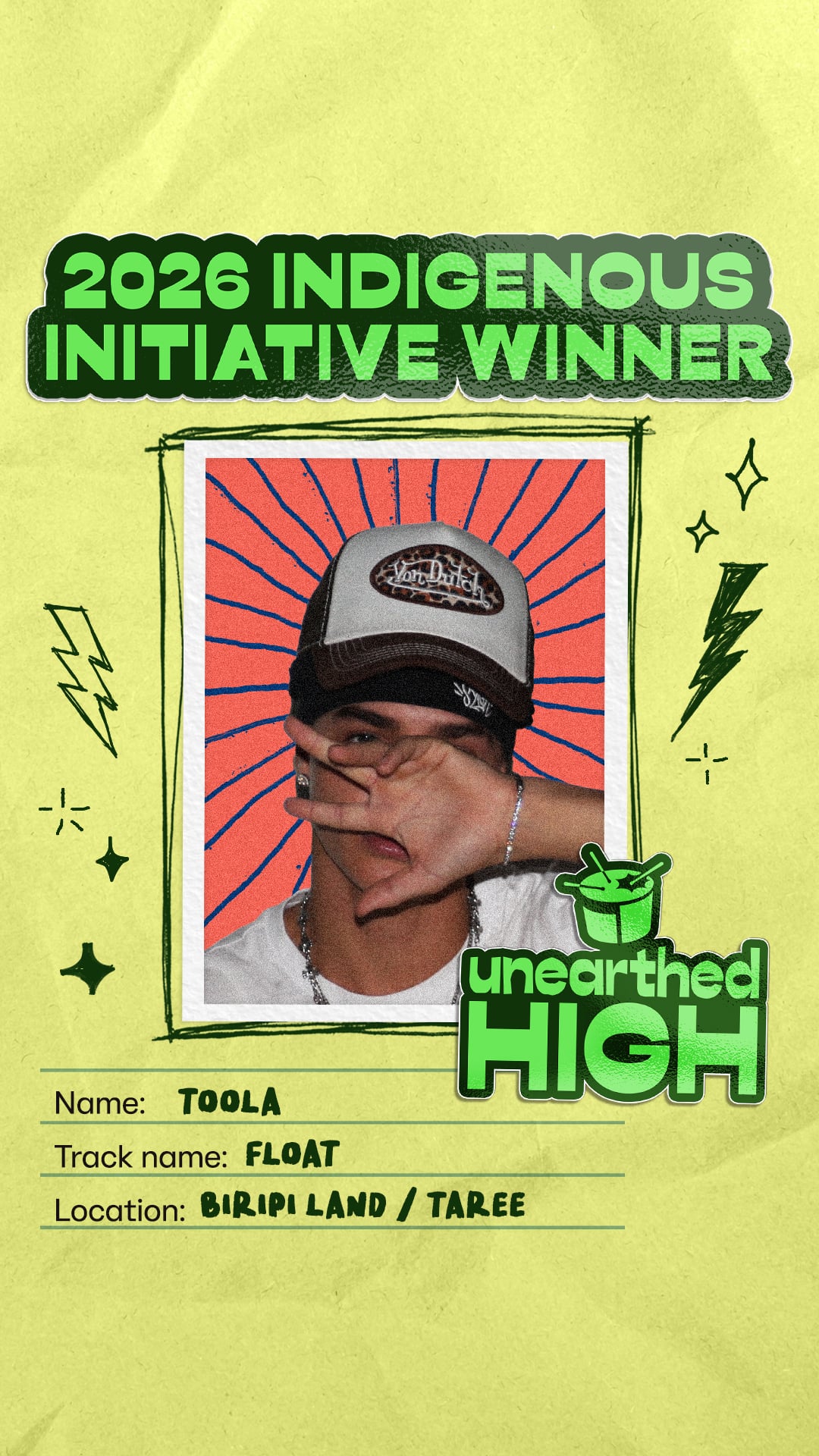 TooLa the winner of triple j's Unearthed High Indigenous initiative ...